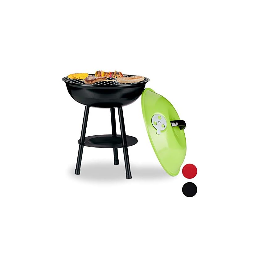 Relaxdays Kugelgrill Ø 36cm, Holzkohlegrill für Garten und Park, mit ...