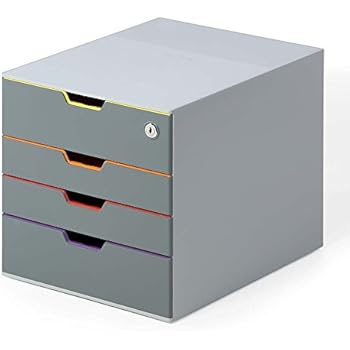 Durable VARICOLOR Safe Desk Organiser with Lockable Top Drawer - Grey ...
