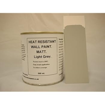 1 x 500ml Satin Light Grey Heat Resistant Wall Paint. Wood Burner Stove ...