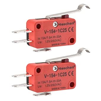 Heschen Micro switch V-154-1C25 SPDT Crank type 20A 250VAC 2 Pack : Amazon.co.uk: DIY & Tools
