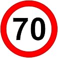 70 mph kmph speed limit road sign - Self adhesive sticker (200mm x ...