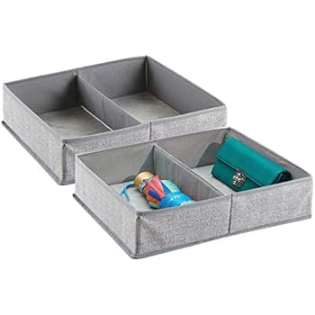 mDesign Set of 2 Dresser Drawer Inserts - Large Fabric Storage Boxes ...