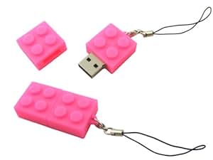 4GB USB Novelty Flash Drive Memory Stick Neon Pink Building Block Brick ...