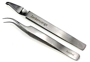 Tick remover set, tick pincers, tick tweezers, 2-piece, stainless steel ...