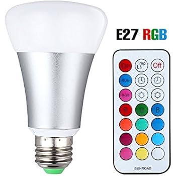 LED E27 Farbige Leuchtmittel 10W RGBW LED Bulb Dimmbare Farbwechsel Birne mit Fernbedienung ...