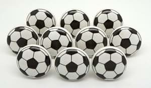 Set of 10 Black & White Ceramic Football Door Knobs Drawer Knobs FP42 ...
