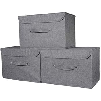 Storage Boxes with Lids,Cube Storage Box with Handles,Cotton Fabric ...