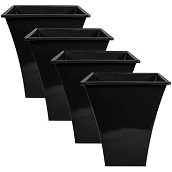 2 x Large Tall Black Planter Plant Pot Plastic Flared Tall Planter ...