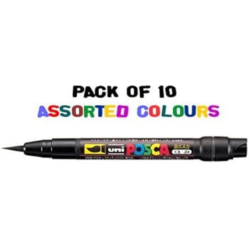 UNI-BALL POSCA PCF-350 BRUSH TIPPED MARKER PENS - PACK of 10 = ALL 10 ...