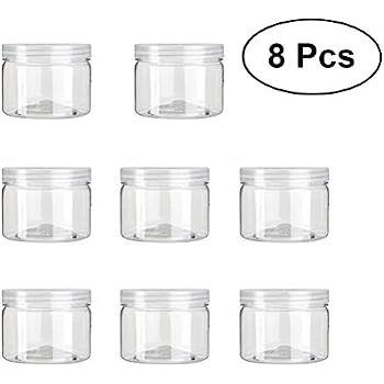 4 x Clear Plastic Screw Top Storage Containers with Red Lids - 200ml ...
