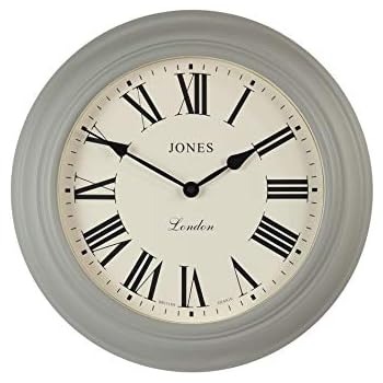 Jones Clocks Cocktail Large Wall Clock Classic Design Pepper Grey Frame ...
