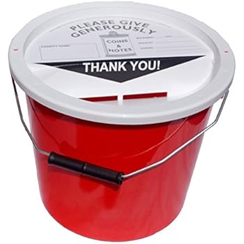 3 Charity Money Collection Buckets with Lids, Labels and Ties (5 Litres ...