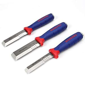 WORKPRO 3-Piece Wood Chisels Set, Side Strike Chisels with Serrated ...