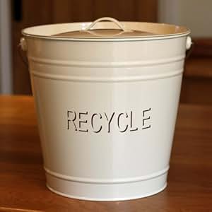 Retro Cream Enamel Metal Kitchen Recycle Bucket Bin Caddy: Amazon.co.uk ...