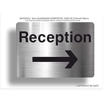 Aluminium Reception Sign | 200 x 50mm | Self Adhesive Fixing | Made in ...