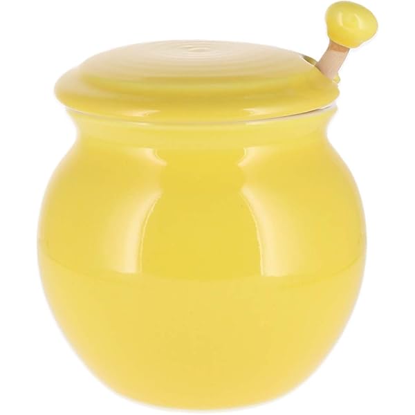 Honey Pot Rocutus Ceramic With Dipper, Lid & Wooden Stirrer - 2 Pack ...