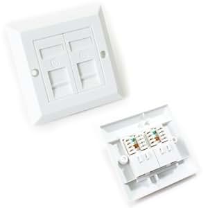 Double Port CAT6 IDC Wall Outlet Face Plate - 2 Way RJ45 Network ...