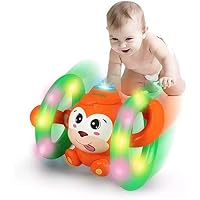 Bright Starts Roll & Glow Monkey Crawling Baby Toy with Lights and ...