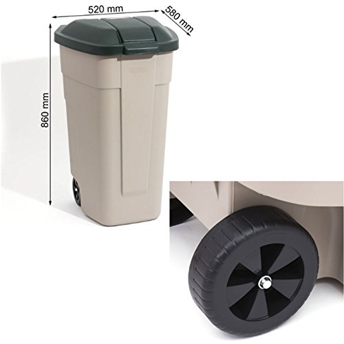 Rubbermaid 110L Wheeled Garden Refuse Recycle Waste Rubbish Storage ...