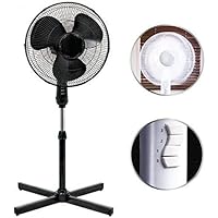 Black 16" Standing Pedestal Stand Fan Adjustable Oscillating Rotating ...