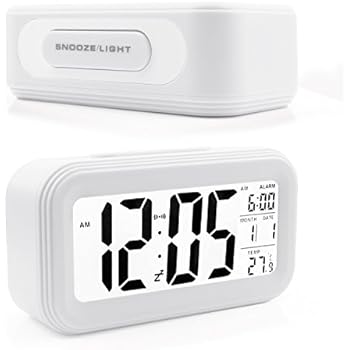 Battery Operated Digital LCD Alarm Clock Automatic Night Glow With ...