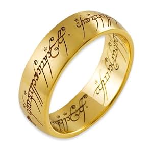 Lord of the Rings 14ct Yellow Gold The one Ring - Size S: Amazon.co.uk ...