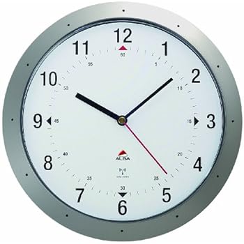 Alba Hortime M Horloge murale radio pilotée Gris métal Diamètre 30 cm ...