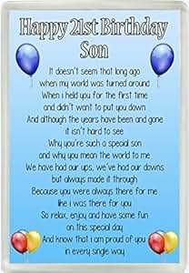 Happy 21st Birthday Son Poem Jumbo Fridge Magnet Ideal Birthday Gift ...