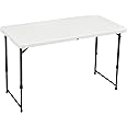 Amazon Basics 4 Foot Rectangular Folding Table, 4 Adjustable Height ...
