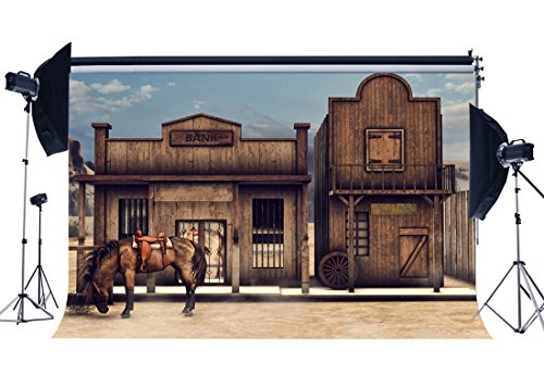 Haosphoto Vinyl Old Bank Backdrop 9x6ft Wild West Ancient Wooden ...