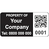 500 Personalised Barcode Asset Tag Labels Custom Stickers- 38mm x 20mm ...