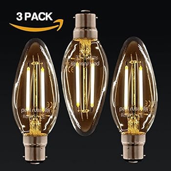 Retro Vintage LED 4w Candle Edison Style Filament Bulb Smoked Gold Glass B22 Bayonet Cap: Amazon ...
