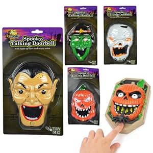 SPOOKY TALKING DOOR BELL SCARY HALLOWEEN PRANK LIGHT UP SOUNDS HANGING ...