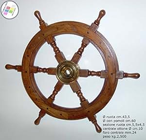 Timone a Ruota legno Teak Massello cm.60 Arredamento Nautico Marinaro ...