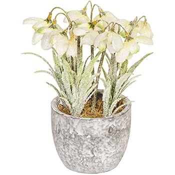 Pretty Artificial Silk Snowdrop Flowers in White Ceramic Pot Spring ...