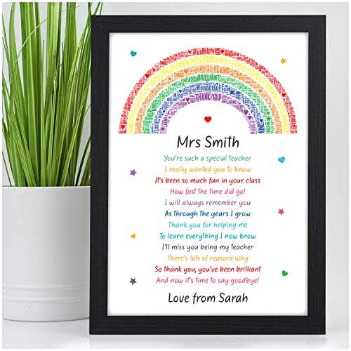 PERSONALISED Rainbow Poem Gifts for Teachers, Teaching Assistants, TA ...