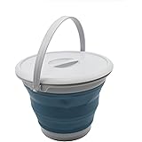 SAMMART 5.5L Collapsible Plastic Bucket with Lid - Foldable Round Tub ...