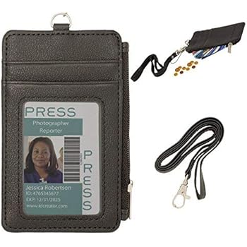 PU Leather Badge Wallet: Credential Holder Case With ID Window, 4 ...