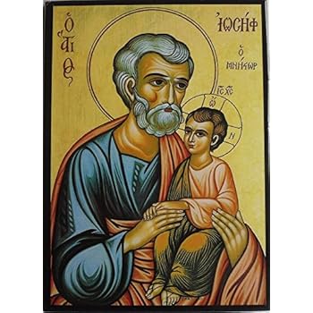 Icône de St Joseph. Saint Joseph et l'enfant Jésus Icône. Icône de ...