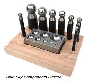 Doming / Dapping Set 9 Piece 8 Dapping Punches & Dapping Block Hardened ...