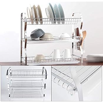Stainless Steel 3 Tier Dish Drainer: Amazon.co.uk: Kitchen & Home