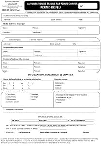 Permis de feu - documents réglementaires autocopiants par lot de 50 ...