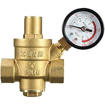DN20 Vanne de réduction de pression d'eau réglable en laiton avec Manomètre Compteur de pression ...