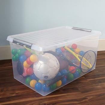 EXTRA LARGE CLEAR PLASTIC STORAGE BOX WITH LID 133 LITRE: Amazon.co.uk ...