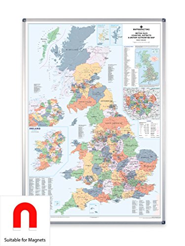 Uk Wall Map Large Laminated Map With Magnetic Aluminum Frame ...