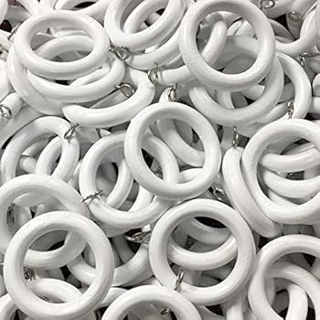 10 Pack of Large Wooden Curtain Rings for 35mm Poles - White: Amazon.co ...