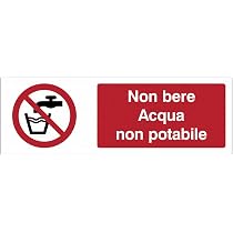 10 Pezzi No Drinking Water: P005 - DIN EN ISO 7010 / ASR A1.3 Acqua Ti