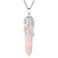 XIANNVXI Rose Quartz Necklace Crystal Necklaces for Women Rose Quartz Pendant Pink Necklace ...
