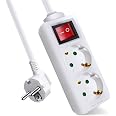 EXTRASTAR Regleta alargador de 1.5 Metros con 2 enchufes e Interruptor ...