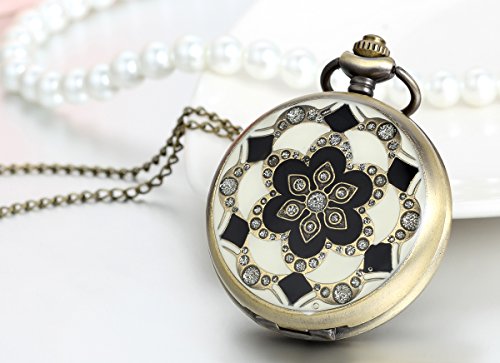 JewelryWe Damen Taschenuhr Epoxid Kirschblüte Kettenuhr Analog Quarz ...